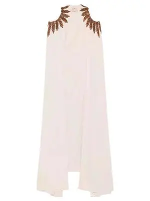 JEAN-LOUIS SABAJI Embellished Cape Dress - Neutrals