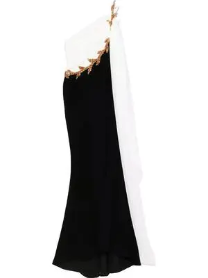JEAN-LOUIS SABAJI Embellished One-shoulder Gown - Black