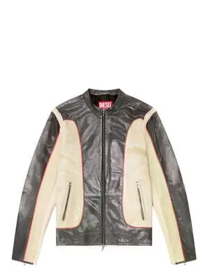 DIESEL® L-evert Leather Biker Jacket - Neutrals