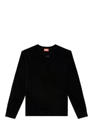 DIESEL® Round-neck Sweater With Logo Plaque - Black