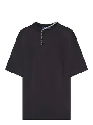 Sportmax Chain-detail Cotton T-shirt - Black