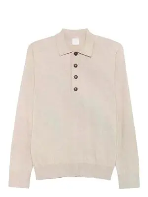 Eleventy Long-sleeved Polo Shirt - Neutrals