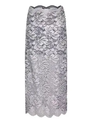 Rabanne Floral Lace Midi Skirt - Grey