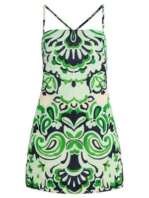 Cara Cara Dria Printed Linen Mini Dress - Green