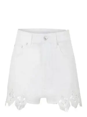 Rabanne Embroidered Scalloped-hem Shorts - White