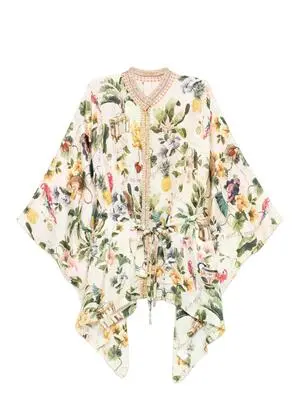 Camilla Graphic-print Silk Shirt - Neutrals