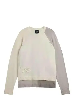 Y3 Logo-embossed Color-block Sweater - White