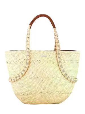 AQUAZZURA Isla Woven Straw Tote Bag - Neutrals