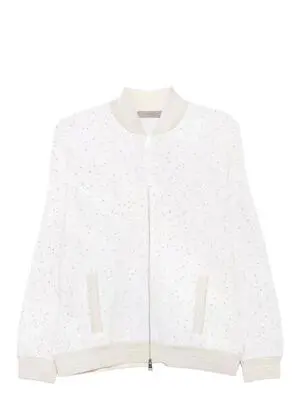 D.exterior Sequin-embellished Bomber Jacket - White