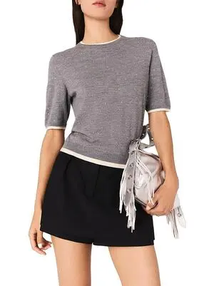 Maje Wool Rhinestone Jumper - Grey