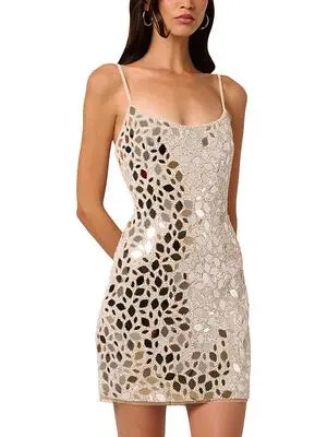 LIV FOSTER Kaia Beaded Mini Dress - Silver