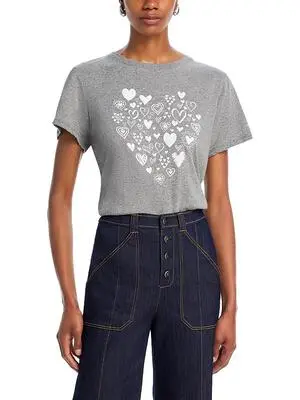 Cinq À Sept Heart Print Tee - Heather Gray