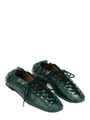 GANNI Lace Up Loafers - Pineneedle