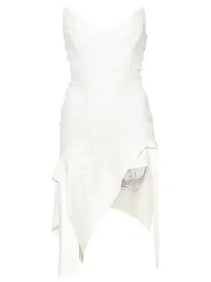 MUGLER Asymmetric Bustier Mini Dress - Neutrals