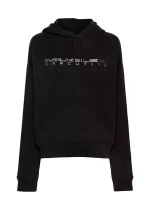 MUGLER Logo-lettering Jersey Hoodie - Black