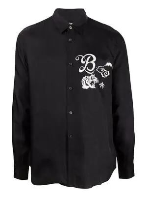 Comme Des Garçons Tiger-embroidered Shirt - Black