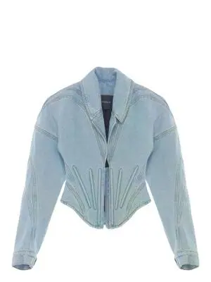 MUGLER Corset-style Denim Jacket - Blue