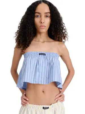 HOMMEGIRLS Mini Boxer Skirt / Bandeau Top - Japanese Blue Stripe