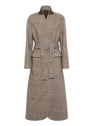 Brunello Cucinelli Coat With Monili Detail - Brown