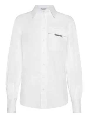Brunello Cucinelli Stretch Poplin Shirt - White