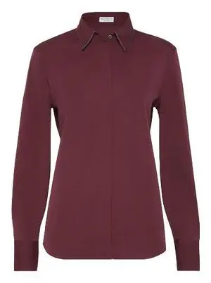 Brunello Cucinelli Shirt With Monili - Burgundy