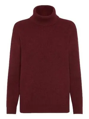 Brunello Cucinelli English Rib Knit Cashmere Sweater - Amaranth