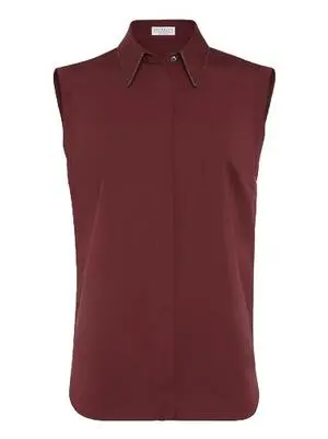 Brunello Cucinelli Stretch Poplin Shirt - Burgundy