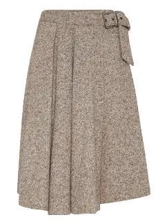 Brunello Cucinelli Flecked Chevron Kilt Skirt - Rope
