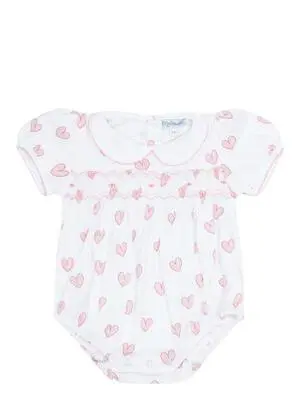 NELLAPIMA Heart Print Smocked Bubblebaby - Pink