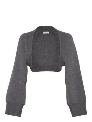 Brunello Cucinelli Double Knit Cashmere Shrug - Lead