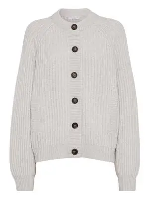 Brunello Cucinelli Cashmere Feather Yarn Cardigan - Cool Beige