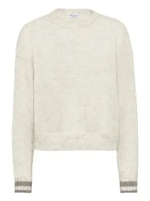 Brunello Cucinelli Sweater With Sparkling Cuffs - Cool Beige