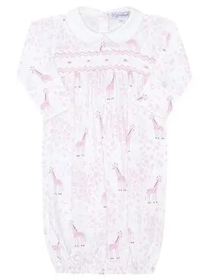 NELLAPIMA Giraffe Print Smocked Gown - Pink