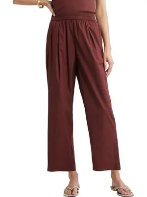 Nordstrom Cotton Poplin Cropped Pants Brown Raisin