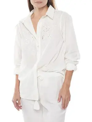 Calypso St. Barth Lucille Embroidered Eyelet Top - White