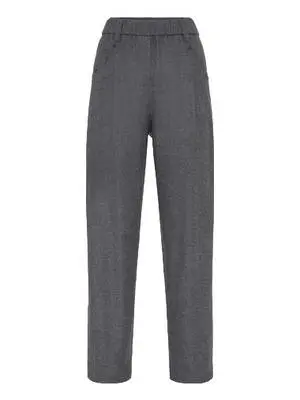 Brunello Cucinelli Flannel Twill Baggy Trousers - Lead