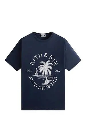 Kith Ny To The World Palm Pocket Tee Shirt - Nocturnal