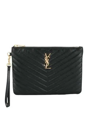 Saint Laurent Monogram Matelasse Pouch - Black