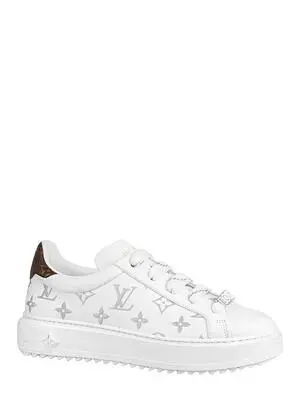 LOUIS VUITTON Time Out Debossed Monogram Sneakers - White/silver