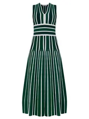 Max Mara Tallone Striped A-line Dress - Green