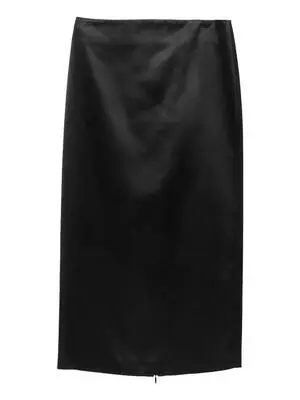 THE ROW Balmira Satin Pencil Skirt - Brown