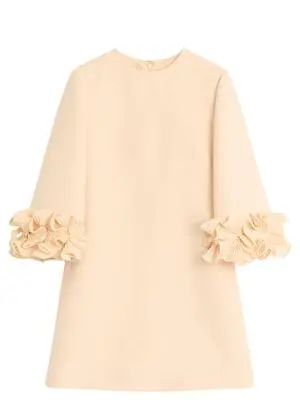 Valentino Garavani Crepe Couture Mini Dress With Ruffled Sleeves - Nude
