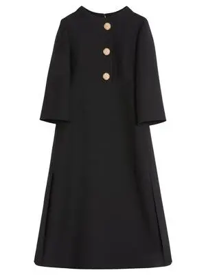 Valentino Garavani Wool-silk A-line Midi Dress - Black