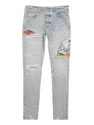 Amiri Distressed Cement Thrasher Skinny Jeans - Blue