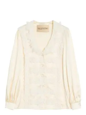 Valentino Garavani Silk Lace-trimmed Blouse - White