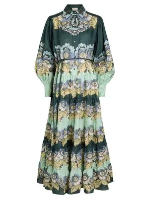 ALEMAIS Madalena Printed Ramie Midi Shirt Dress - Multicoloured