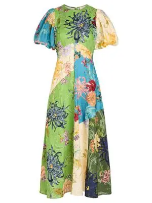 ALEMAIS Avery Spliced Printed Flax Midi Dress - Multicoloured