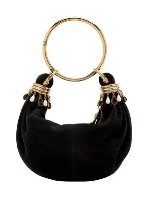 Chloé Embellished Suede Top Handle Bag - Black