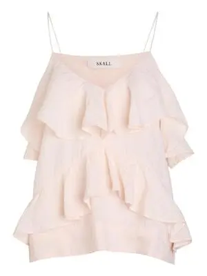 SKALL STUDIO Benedicte Ruffled Linen Top - Light Pink