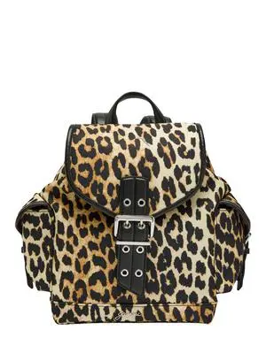 GANNI Print Nylon Backpack - Leopard